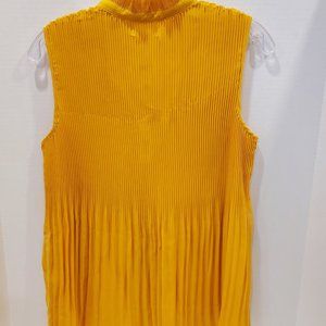 Max Studio | Tops | Max Studio Mustard Yellow Gold Pleated Sleeveless ...